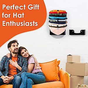 HAYVAN Acrylic Hat Rack for Wall 2 Pack - Each can Hold up to 20 Hats - Easy Install & Use, Wall Mounted Hat Organizer for Closet, Door, Garage, Bedroom (Black)