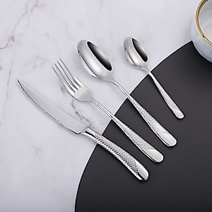 Zerophilo 16 Piece Silverware Set,Stainless Steel Flatware Set Spoon and Fork Set for 4,Kitchen Utensil Cutlery Set Mirror Finish Dishwasher Safe Gift Package (gold)