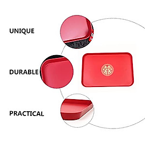 Red Tea Serving Tray Chinese Wedding Dessert Plate Tray Food Serving Tray Decorative Tray Organiser Ottoman Coffee Table Countertop for Bridal Shower Wedding