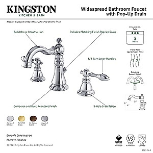 Kingston Brass FSC1978ACL American Classic Widespread Bathroom Faucet, 5-5/16" Spout Reach, Brushed Nickel