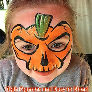 Go Ho Cream-Blendable Orange Face Paint Stick (1.06 Oz),Orange Full Body Paint Makeup Stick for Adults Children Halloween Cosplay SFX Makeup,Waterproof Orange Eye Black Stick