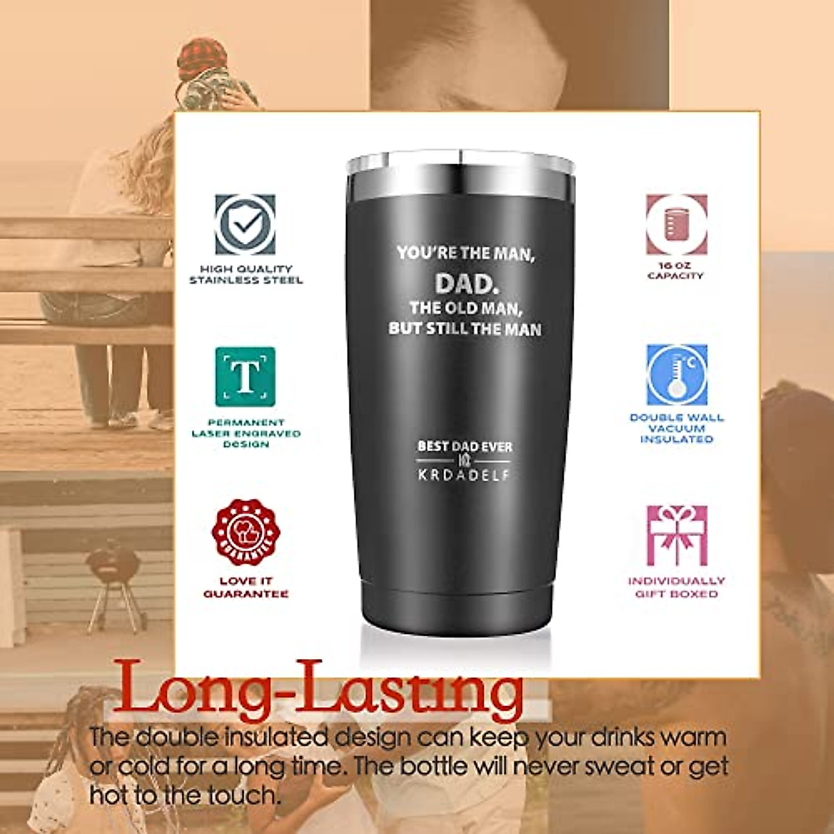 KRDADELF Dad Birthday Gifts from Daughter Son kids, 20oz Best Dad Wine Tumbler for Dad Who Wants Nothing Pocket Watch For Men Who Have Everything Gifts Idea for Fathers Day Christmas