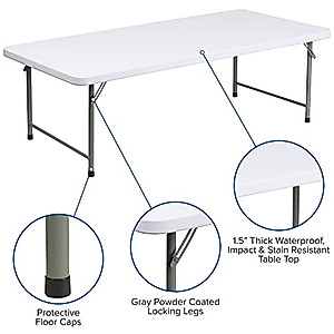 Flash Furniture Paige 4.93-Foot Kid's Granite White Plastic Folding Table