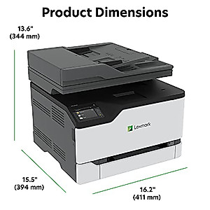 Lexmark MC3426i Color Laser Multifunction Wireless Printer with Print, Copy, Scan and Cloud Fax Capabilities, Plus Full-Spectrum Security and Print Speed up to 26ppm (40N9650), White, Small (Renewed)