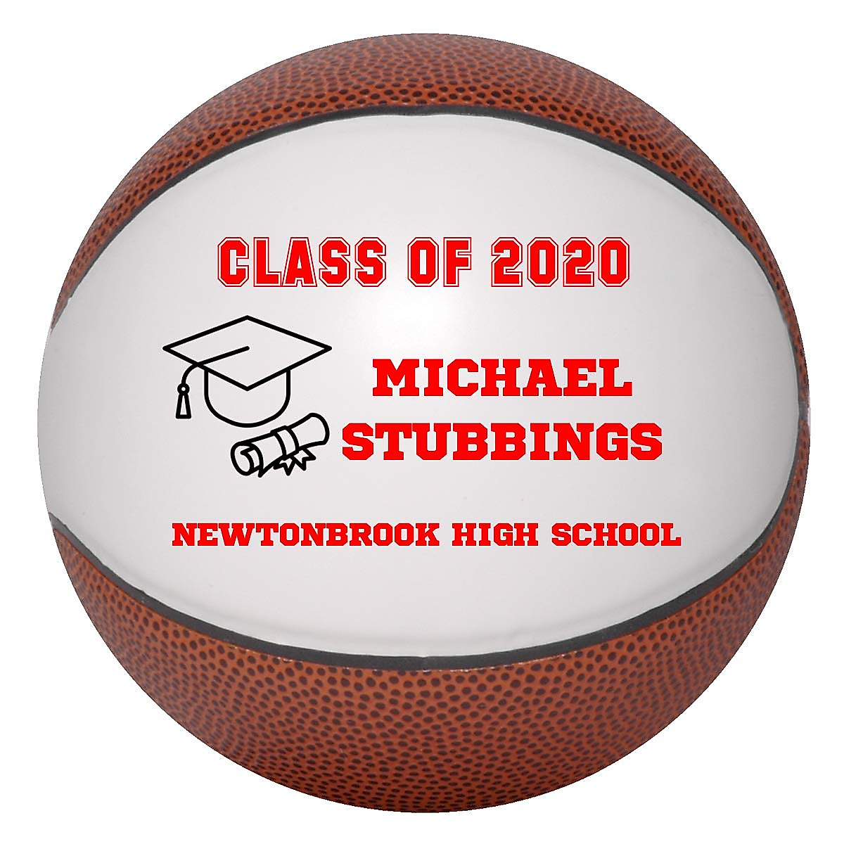Personalized Custom Graduation 2024 Basketball Gift - Graduation Class of 2024 - Graduation Gift for Boy - Graduation Gift for Girl (Mini Basketball, RedText)