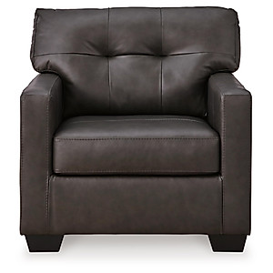 Signature Design by Ashley Belziani Modern Tufted Leather Match Upholstered Oversized Chair, Black