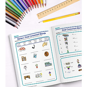 Spectrum Phonics Grade 2, Ages 7 to 8, Grade 2 Phonics Workbook, Blends, Consonants, Vowel Sounds and Pairs, Letters, Words, and Sentence Writing Practice - 160 Pages