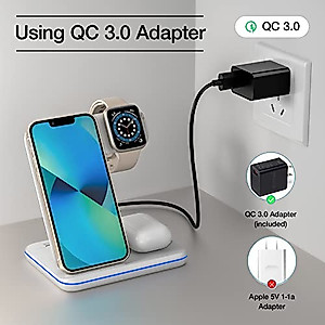 Charging Station for Apple Devices, Wireless Charger Compatible with iPhone 13/12/12 Pro/11/X/XS/XR/8Plus, Hollow Design Charger Stand Compatible for Apple Watch 6/5/4/3/2/SE, AirPods Pro/2