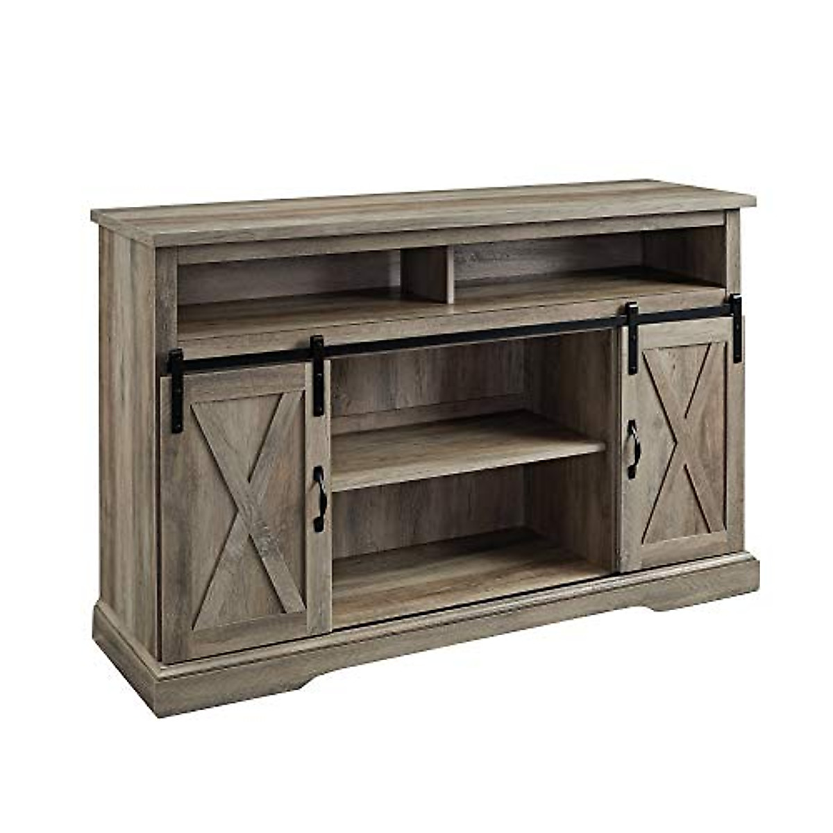 Walker Edison Clayton Farmhouse Sliding Double Barn Door TV Stand for TVs up to 58 Inches, 52 Inch, Grey Wash