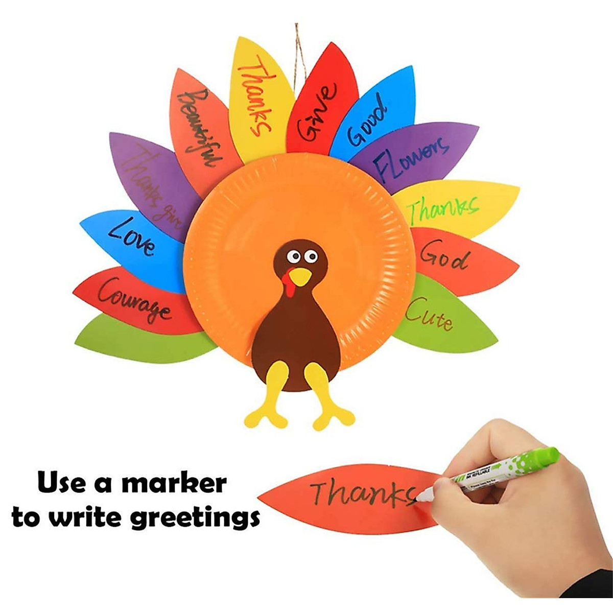 Turkey Craft Kits Thanksgiving & Autumn |Thankful Turkey Making Kit |DIY Festive Fall Thanksgiving Party Game |Door Hanging Ornament Decoration Supplies for Kids and Adults (5 Set Hanging)