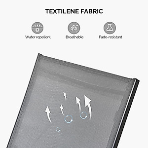 PURPLE LEAF Outdoor Chaise Lounge with Wheels for Outside 2 Pieces Aluminum Patio Lounge Chair with 5 Adjustable Position for Outdoor, Beach, Yard, Pool, Side Table Included, Grey