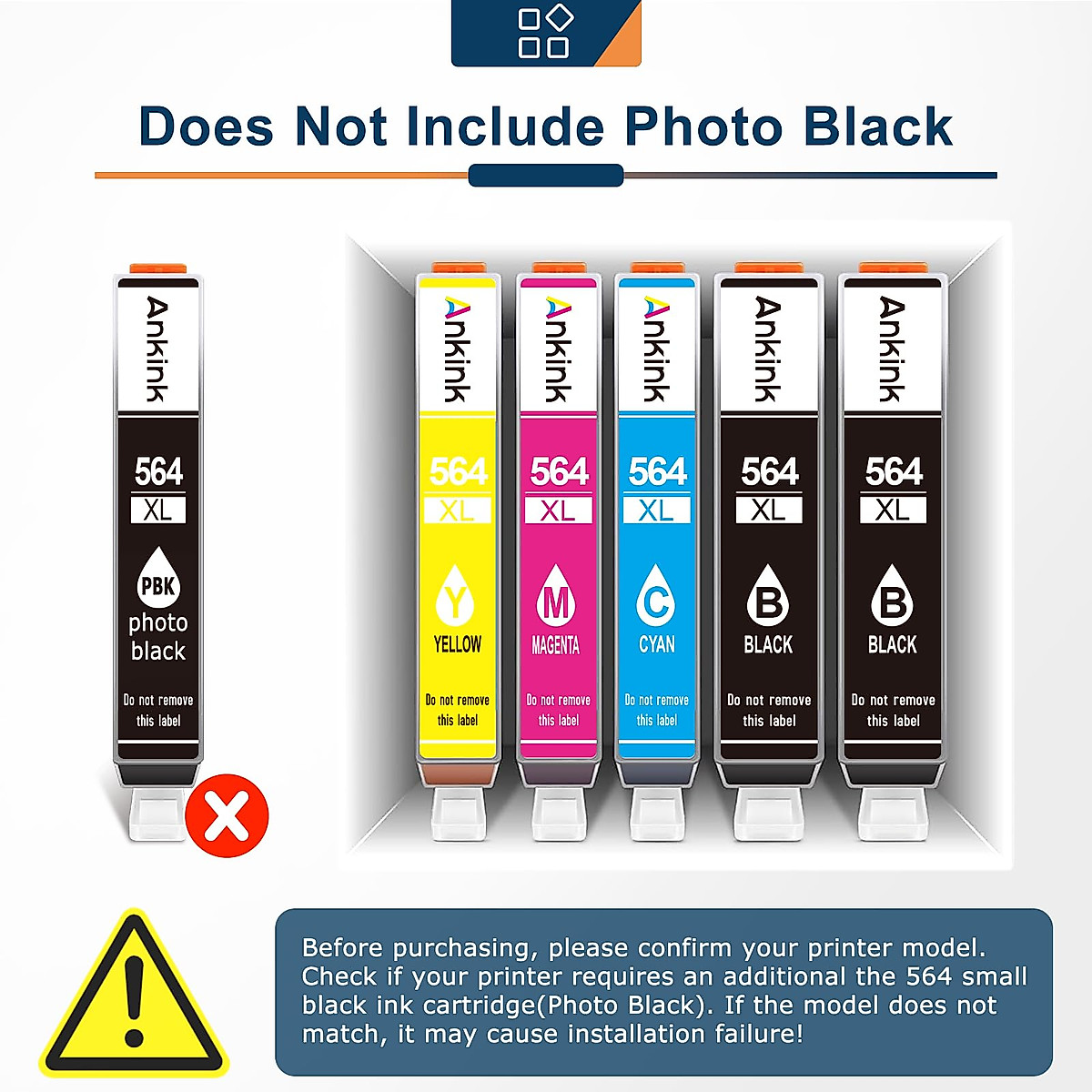 Ankink Remanufactured 564 Ink Cartridges 564XL Combo Pack for HP Printers DeskJet 3500 OfficeJet 4620 PhotoSmart 5510 5520 6510 6520 7510 7520 B8550 C6300 D5400 D7560 (Black Cyan Magenta Yellow, 5PK)