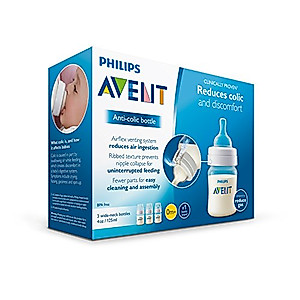 Philips Avent Anti-colic Baby Bottles Clear, 4oz, 3 Piece
