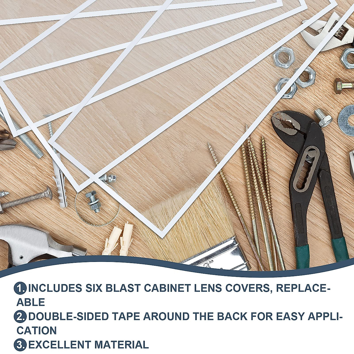 6 Pcs Abrasive Blasting Cabinet Lens Cover Polyester Film Sandblast Cabinet Inner Lens Protector Adhesive Standard Sand Blast Film for Sandblast Cabinet Replacement, 23 x 11 Inch