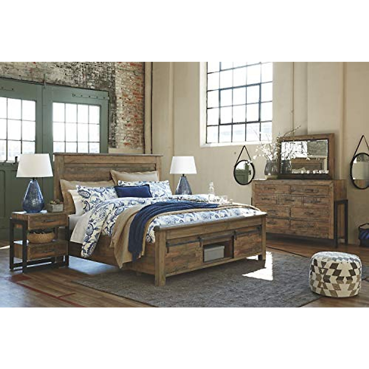 Signature Design by Ashley Sommerford Urban Industrial Butcher Block Style 9 Drawer Dresser, Brown
