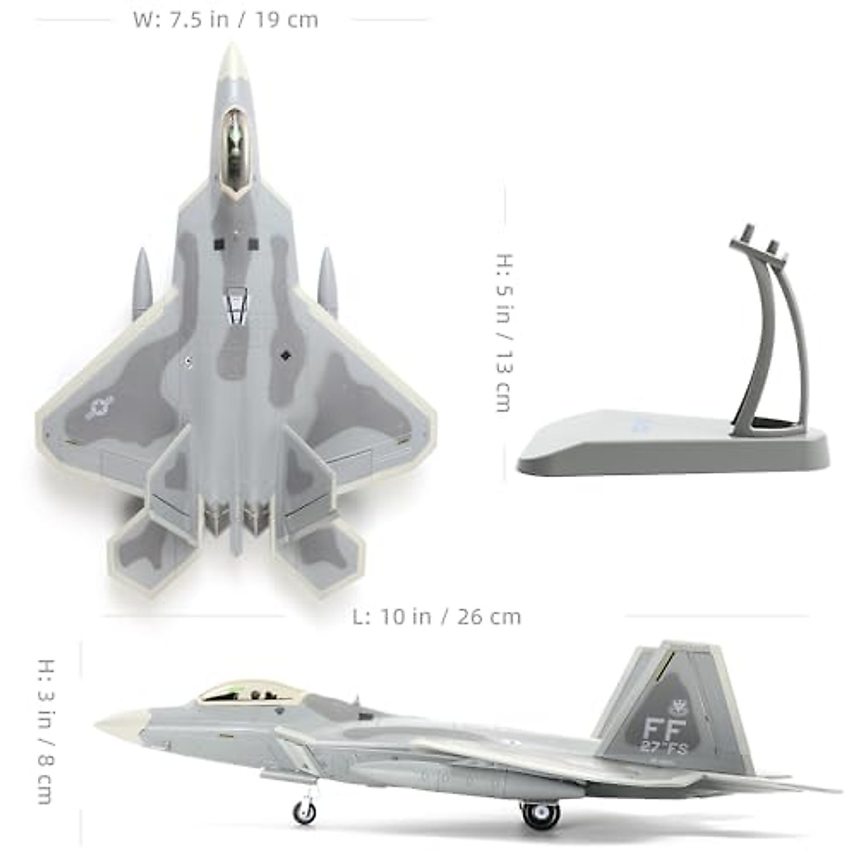 NUOTIE Classic USA F22 Raptor Fighter Attack Pre-Build Model 1:72 Aircraft Alloy Diecast Airplane Military Display Model Aircraft for Collection or Gift (FF 27th FS)
