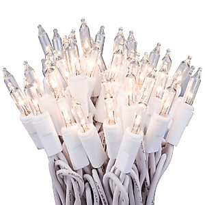 612 Vermont 50 Clear Christmas Lights on White Wire, UL Approved for Indoor/Outdoor Use, 9 Foot of Lighted Length, 11 Foot of Total Length