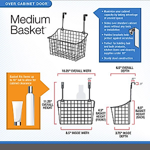 Spectrum Diversified Grid Storage Basket, Over The Cabinet Steel Wire, Sink Organization for Kitchen & Bathroom, Large, Industrial Gray