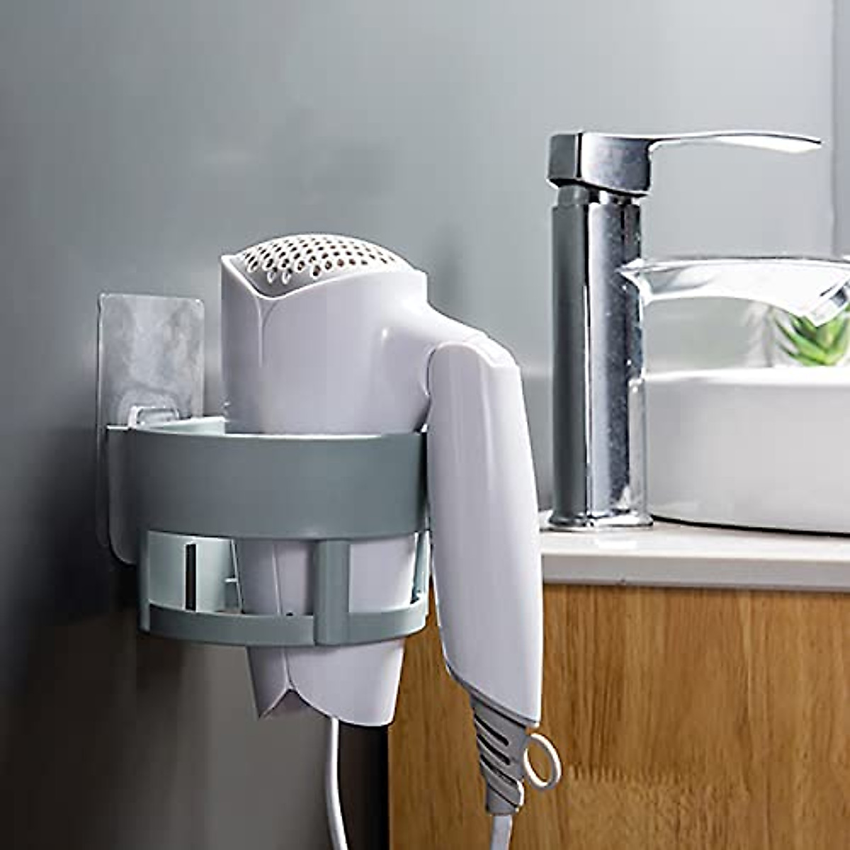 BLMIEDE Hair Dryer Holder Bathroom Hair Dryer Holder Hair Care Tools Holder Wall Mount Home Organization Must Haves (Beige, One Size)