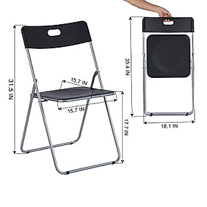 FurnitureR Plastic Folding Chairs 6 Pack Lightweight Portable Commercial Chair with Steel Frame and Carrying Handle for Home Office Waiting Room Meeting No Assembly Required (Black)