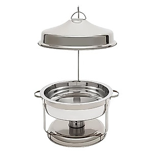 BAIODNB Chafing Dishes for Buffet Set, Round Stainless Steel Catering Food Pan Warmers with Lids, Buffet Servers and Warmers Sets Ideal for Parties and Events (Silver)