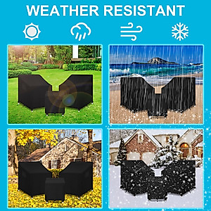 3-Piece Outdoor Veranda Patio Garden Furniture Cover Set, 600D Oxford cloth waterproof 3 Pieces Patio Set Cover, anti-UV 3 Piece Patio Furniture Covers, tear resistant, with storage bag