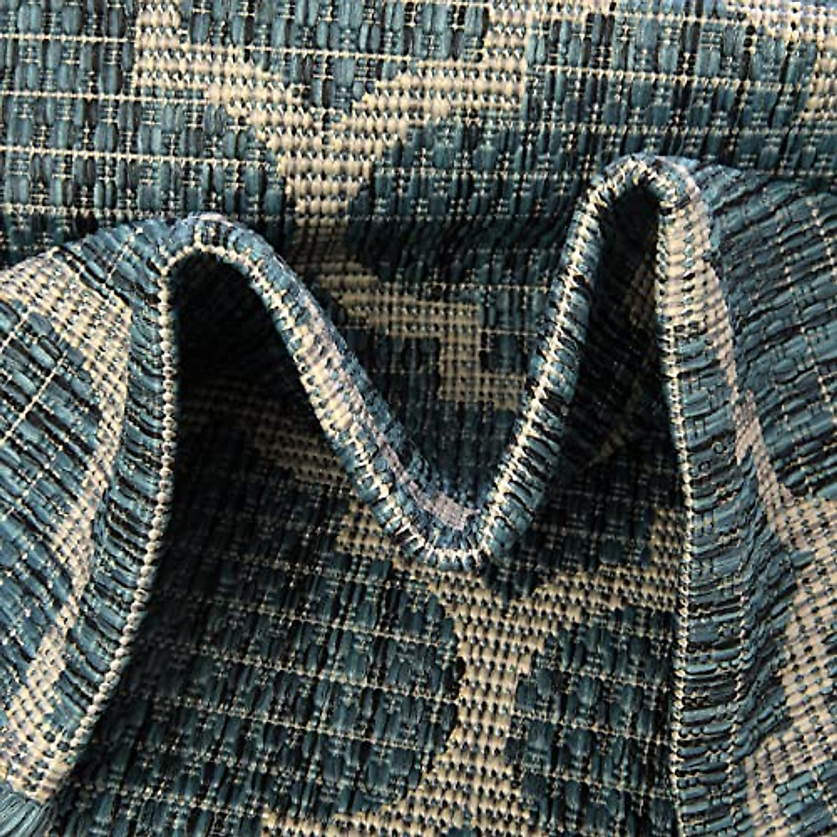 Unique Loom Outdoor Trellis Collection Area Rug (7' 1" x 10' Rectangle, Teal/ Gray)