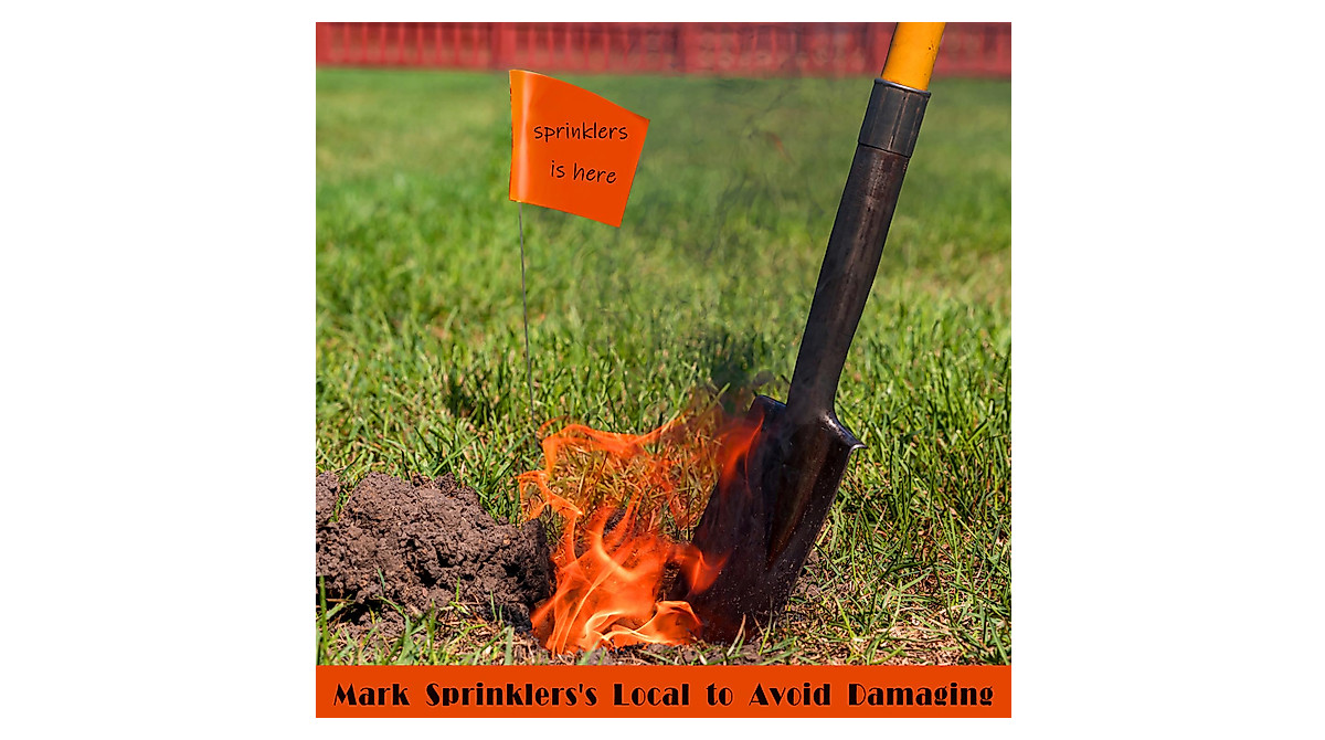 Zozen 100Pack Marking Flags - Durable Orange Lawn & Construction Flags