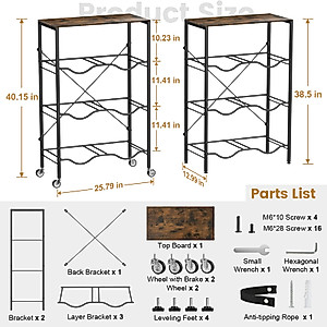 Housolution 3 Tier 5 Gallon Water Jug Holder 6-Tray Water Jug Rack with Top Shelf and 4 Wheels Heavy Duty Movable Water Jug Stand,5 Gallon Water Bottle Holder for Kitchen Office Living Room，Brown