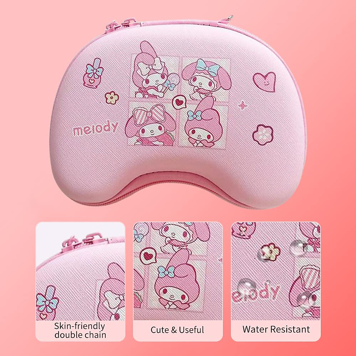 PERFECTSIGHT Controller Travel Case for Playstation 5 Controller, PS5, PS4, Switch Pro, Switch OLED and Xbox Controller, Heavy Duty Protective Cover Hard Carrying Controller Case - Cute Rabbit