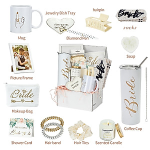 Bride To Be Gifts, Bridal gifts and the Engagement Gift for Bride Box, Best Bridal Shower gift, Bachelorette Gifts For Bride, and Wedding Gifts for Bride, Stainless Steel Tumbler Cups, Mugs, Socks