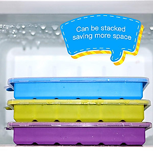 3 Packs Silicone Ice Cube Trays, Food Grade BPA free Ice Trays with Removable Lids, Easy Ice Release 24 Ice Cube Molds Ideal for Whiskey, Cocktails, Juice, Freezer, Baby Food and Frozen Treats