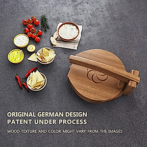 panan Wooden Tortilla Press Mexican Tortillera Presser Made from Natural Food-Grade Acacia Wood - Large Wood Pataconera with 50 Pieces Parchment Paper, Dough Cutter and Recipes eBook (Round 10")