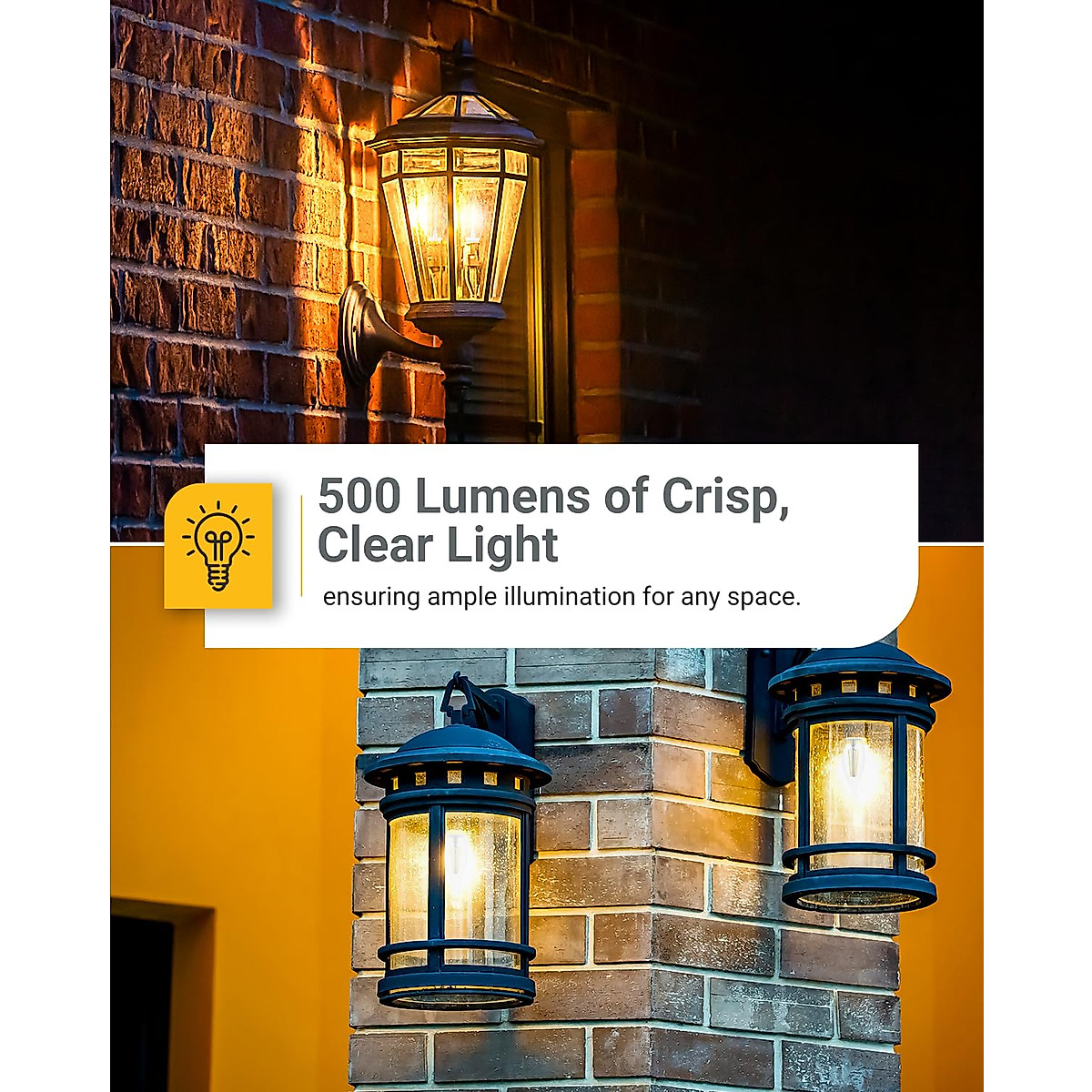 Sunco 10 Pack Dusk to Dawn Candelabra CA11 LED Light Bulbs Outdoor, 5W Equivalent 40W, CRI90 2700K White, Candle Flame Tip, Photocell Sensor, Decorative Filament, 500 Lumens, E12 Base UL