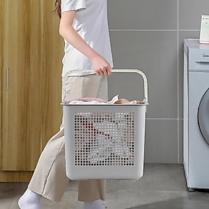 Knifefish 35 L 4 Packs Plastic Laundry Basket with Handle, Portable Laundry Hamper for Bathroom Bedroom and College