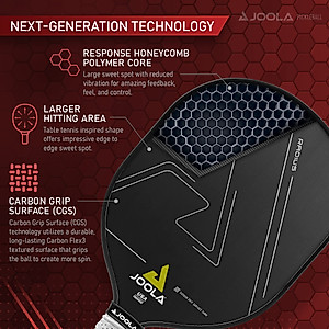 JOOLA Radius Pro Pickleball Paddle with Textured Carbon Grip Surface - Creates More Spin and Maximum Control - Largest Sweetspot - 14mm Pickleball Racket with Response Polypropylene Honeycomb Core