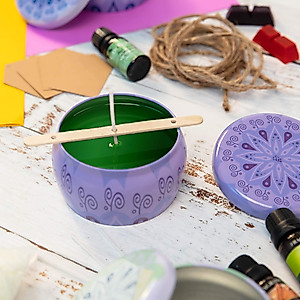 SkyMall Candle Making Kit, DIY Set for Making Candles with Melting Pot, 4 Large Metal Tins, [4] 8oz Soy Wax Bags, 6 Color Dye Blocks, 4 Fragrance Oils, Wicks, Thermometer, Bonus Holiday Stickers