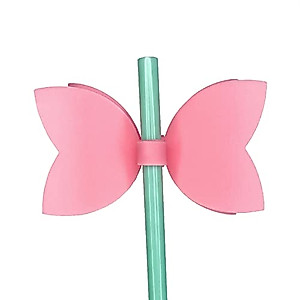 Bow Straw Topper, Silicone Jelly Straw Topper (Baby Pink), 3.5in x 1in x 2in
