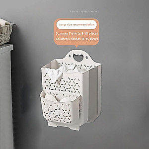 Earssa 2PCS Hanging Laundry Basket with Carry Handle, Foldable Plastic Laundry Hamper, Wall Hanging Storage Basket, Dirty Clothes Storage Bin Multi-function Storage Container (White,Small)