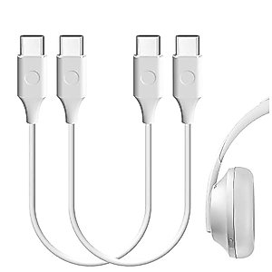 Geekria Type-C Headphones Short Charger Cable Compatible with Bose Quietcomfort Ultra, QCSE, QC45, 700, EarbudsII Charger, USB-C to USB-C Replacement Power Charging Cord (1ft / 30cm 2Pack)