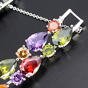 Classic Ladies Bracelet Garnet White Topaz Amethyst Citrine Peridot Pink Topza 7 Inches (7 Inches)