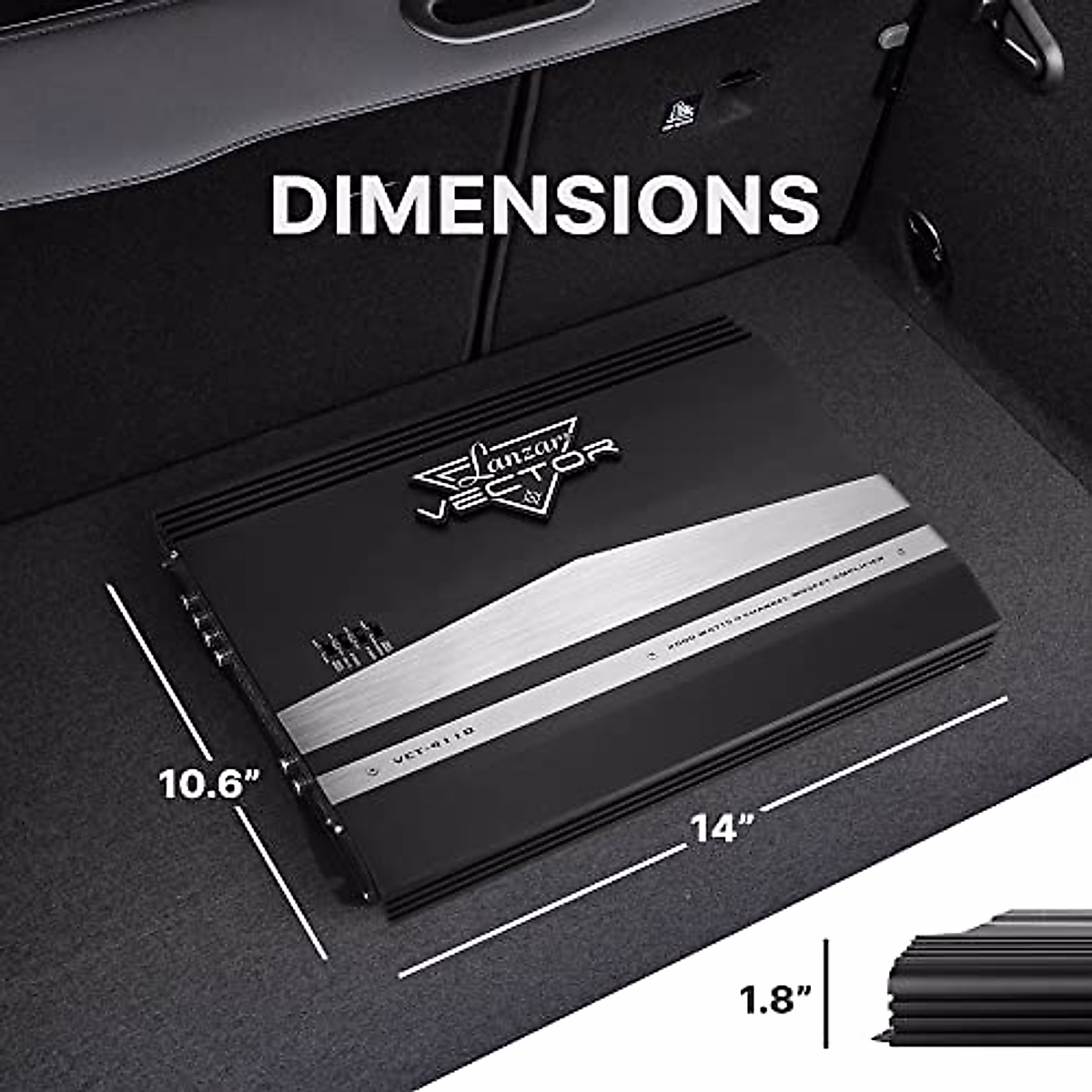 Lanzar 4-Channel High Power MOSFET Amplifier - Slim 2000 Watt Bridgeable Mono Stereo 4 Channel Car Audio Amplifier w/ Crossover Frequency&Bass Boost Control, RCA input,Line Output - Lanzar VCT4110