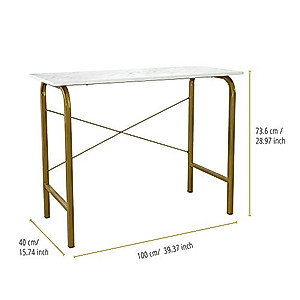 Teamson Home Margo Desk Table, Brass/White