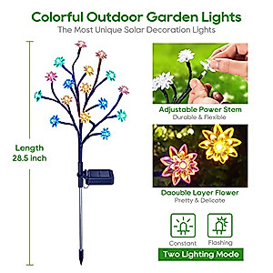 KOOPER Solar Garden Lights, 6 Pack Solar Lights Outdoor Waterproof, Multi-Color Solar Outdoor Lights Solar Flower Lights for Yard, Patio, Pathway Decoration, Double Layer Flower & Bigger Solar Panel