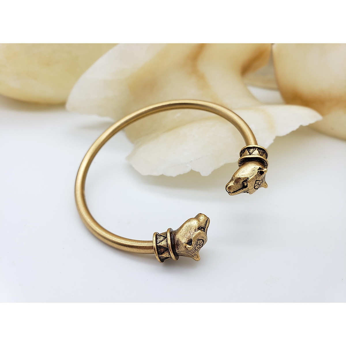 MUSEUM REPRODUCTIONS Egyptian Cat Head Bracelet - Gold Finish