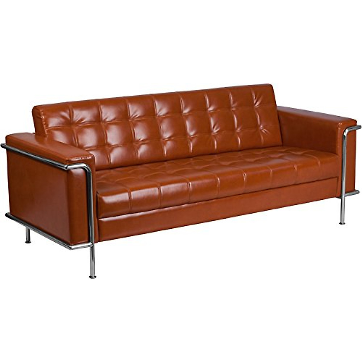 Flash Furniture HERCULES Lesley Series Contemporary Cognac LeatherSoft Sofa with Encasing Frame