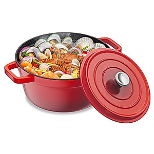 Dezin Dutch Oven, 4.2 Quart Non-stick Enamel Coated Dutch Oven with Handle for Roasting and Braising, Cast Aluminum Dutch Oven Pot with Lid for Gas, Electric Induction, Hot Plate