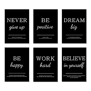 ASTRDECOR Motivational Wall Art-Office Wall Decor-Inspirational Wall Art Picture-Positive Quotes Poster Prints Wall Decor For Bedroom (8x10, Set Of 6, No Frame)