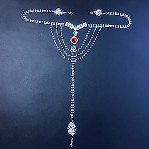 Sexy Chain Crystal Thong Panties for Women Rhinestone Body Waist Chains Jewelry