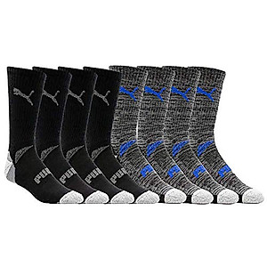 PUMA Men's Core Athletic Cushioned Crew, Black Combo, Sock Size 10-13, Shoe Size 6-12
